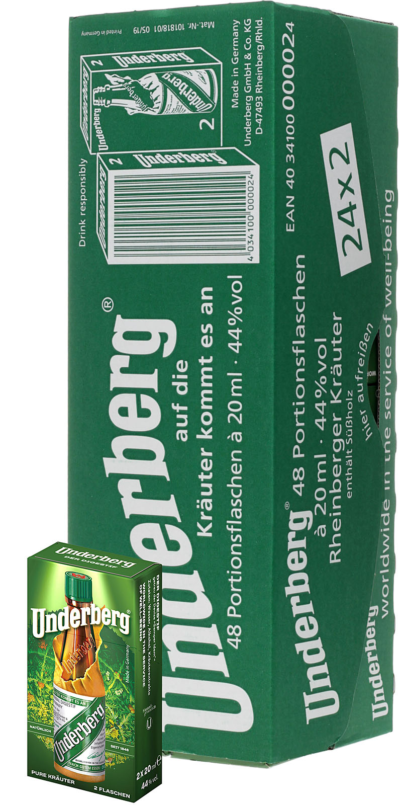 Underberg Großpackung mit 24 x 2er-Portionsflaschen-Set